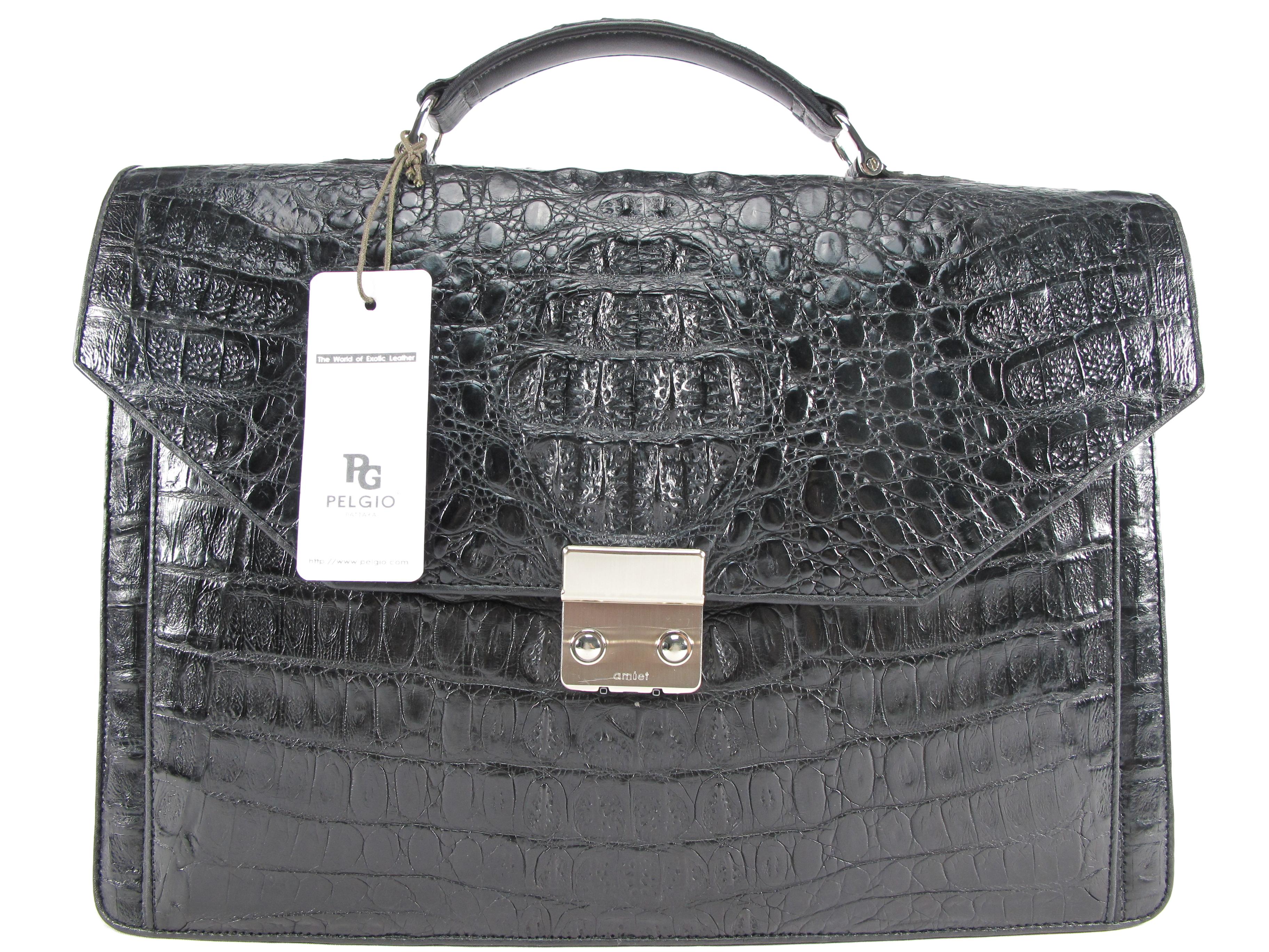 Genuine Caiman Crocodile Skin Leather Men's Handbag Briefcase – PELGIO