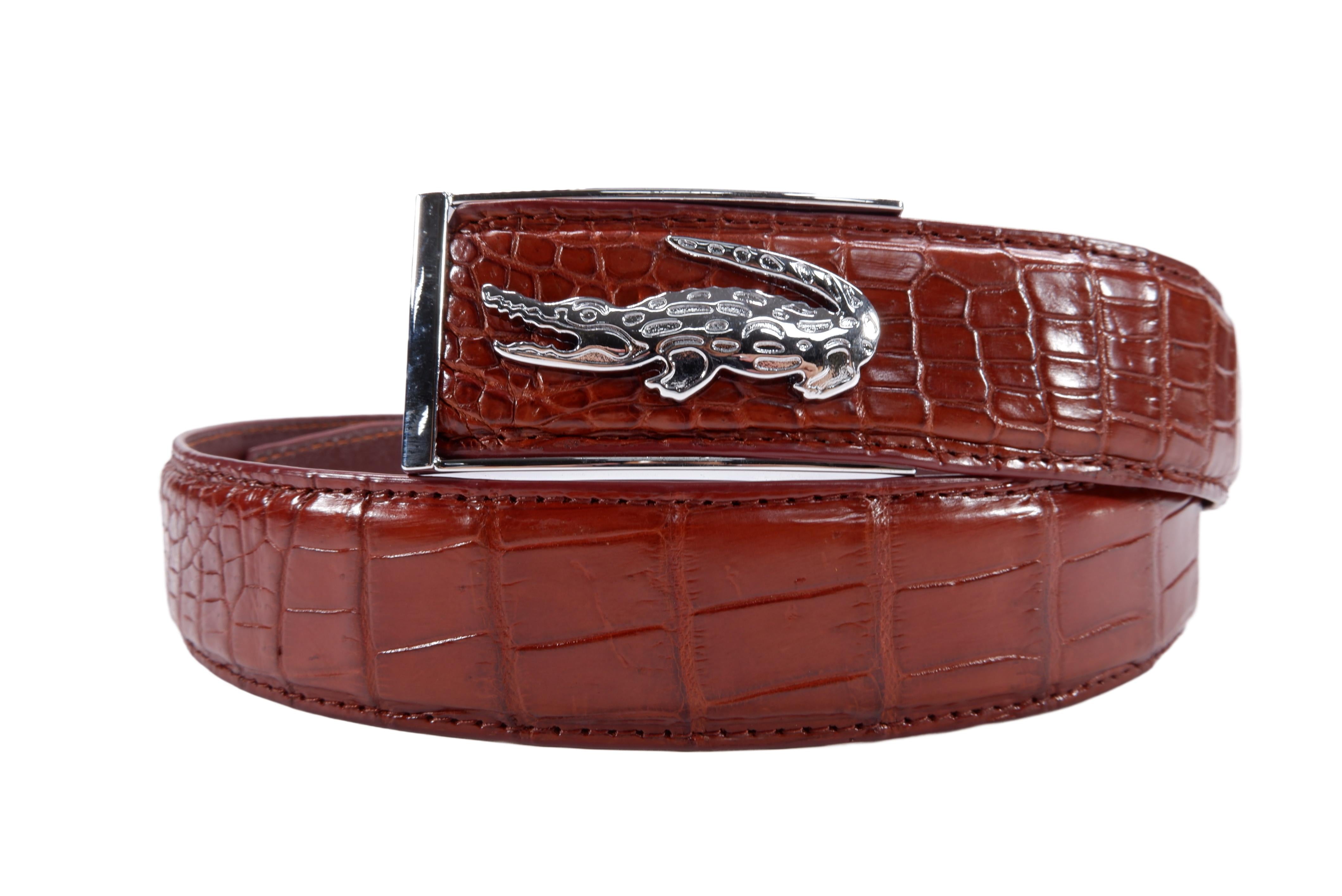 Genuine Crocodile Belly Skin Leather Auto Locking Men's Belt – PELGIO