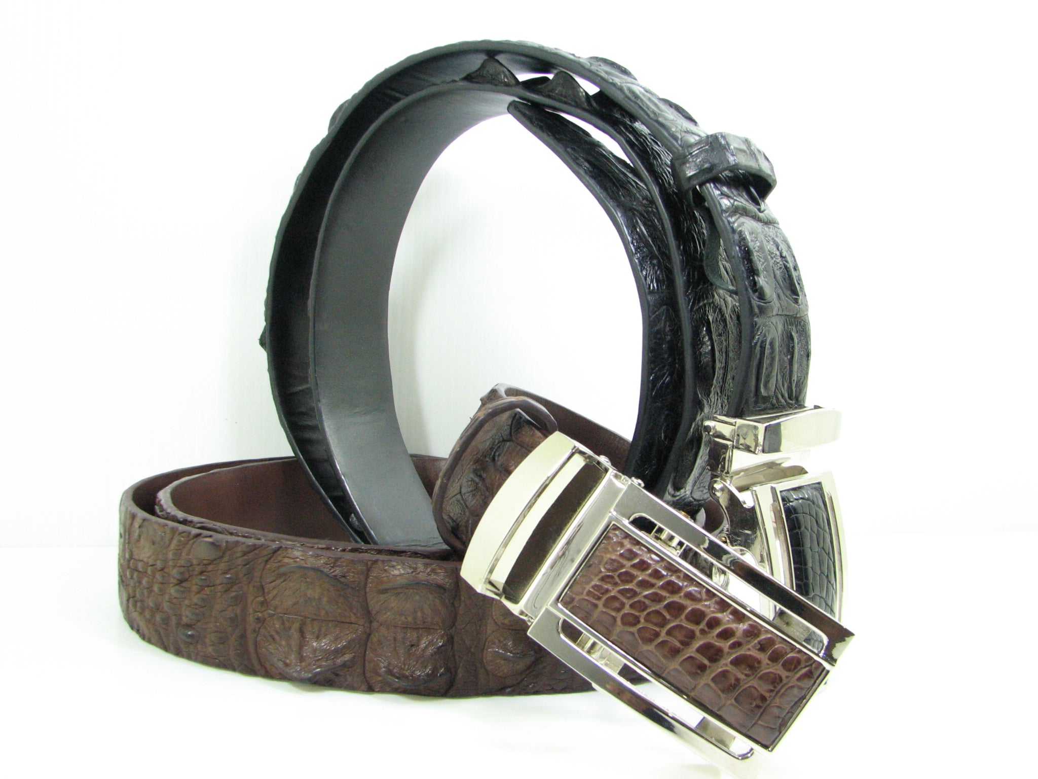 Genuine Crocodile Head Bump Skin Leather Auto Locking Men's Belt – PELGIO