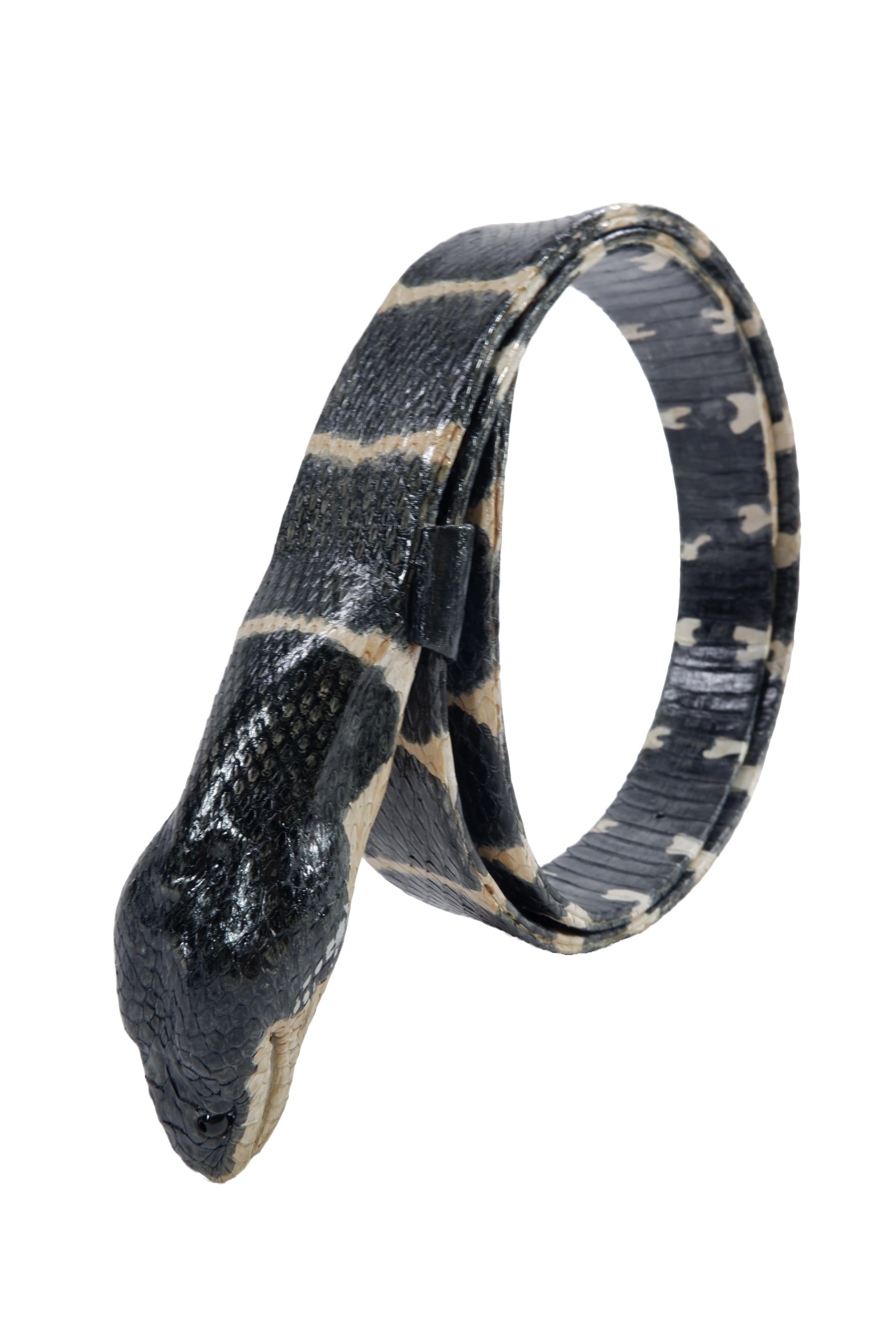 Genuine Mangrove Snake Skin with Head Leather Dress Belt – PELGIO