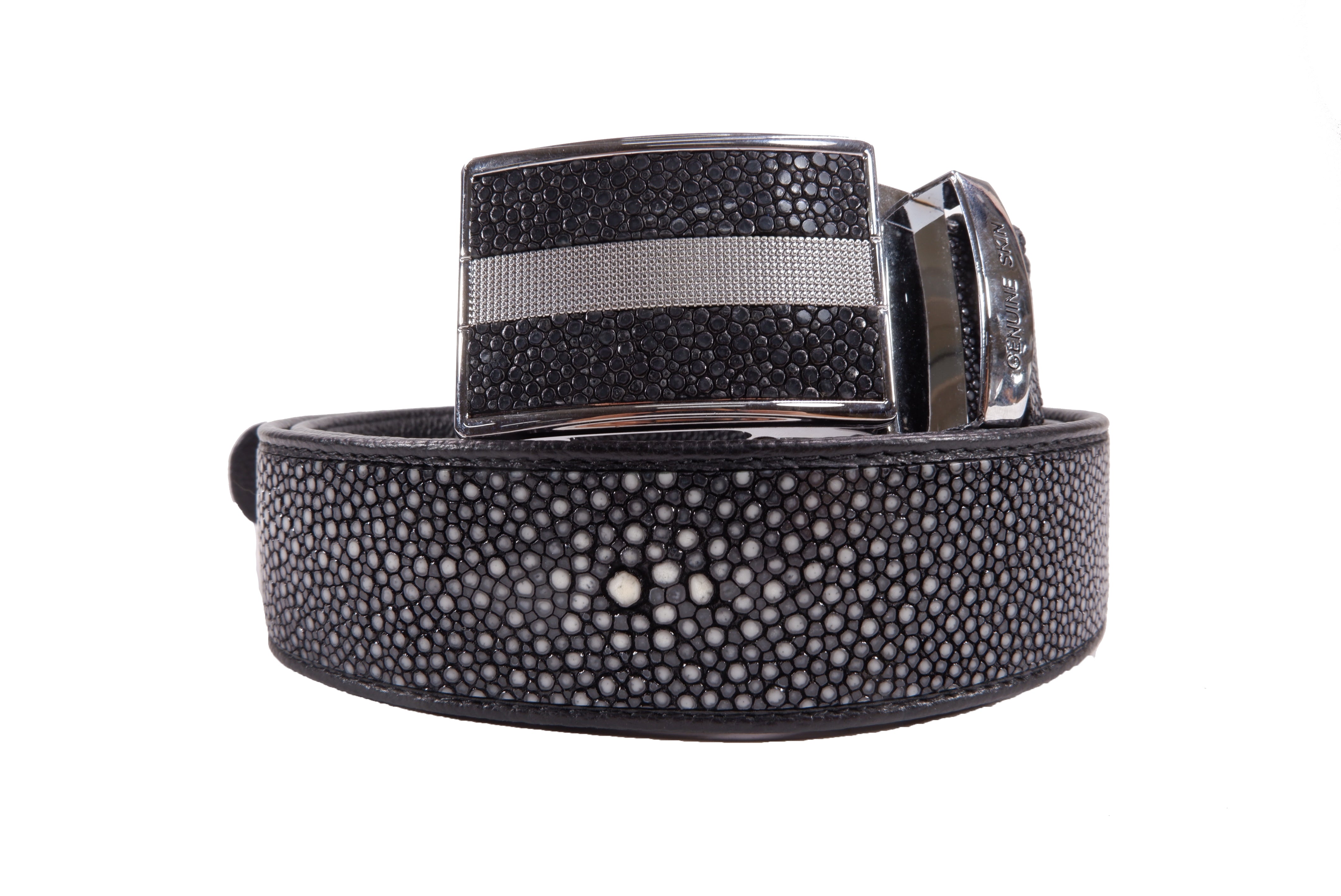 Genuine Polished Stingray Skin Leather Auto Locking Men's Belt – PELGIO